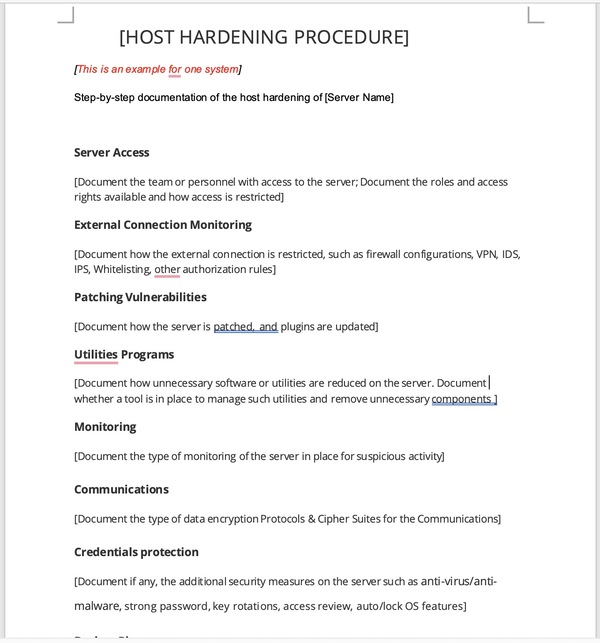 Host Hardening Template - INFRA-8