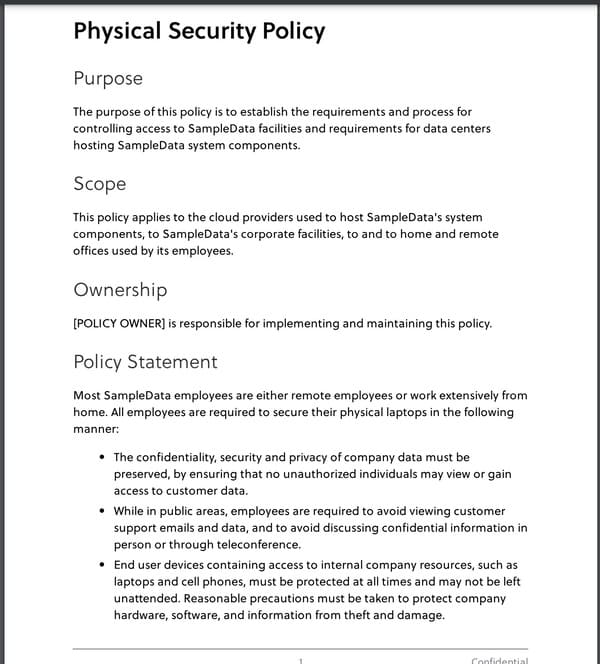 PS-1 Physical Security Policy - Free download